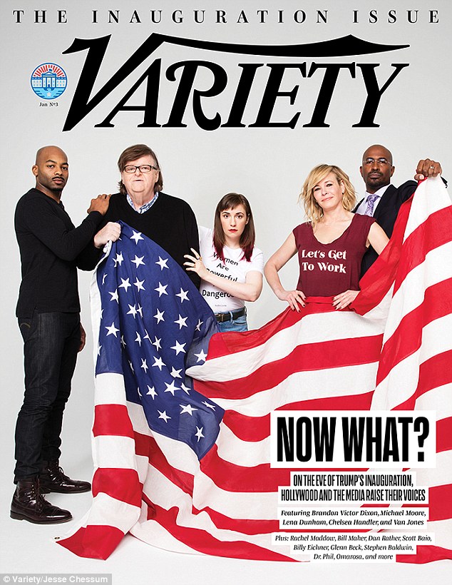 Anti-Trump celebrities pose on cover of Variety with Old Glory dragging ...